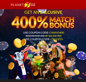Planet 7 OZ Casino Exclusive 400% Bonus Plus $25 No Deposit FREE Chip ...